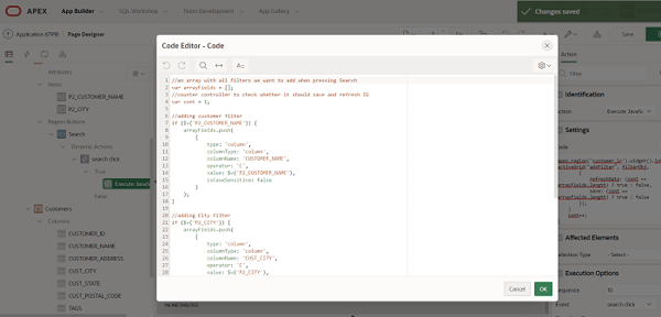 Oracle APEX: how to customise Interactive Grid search